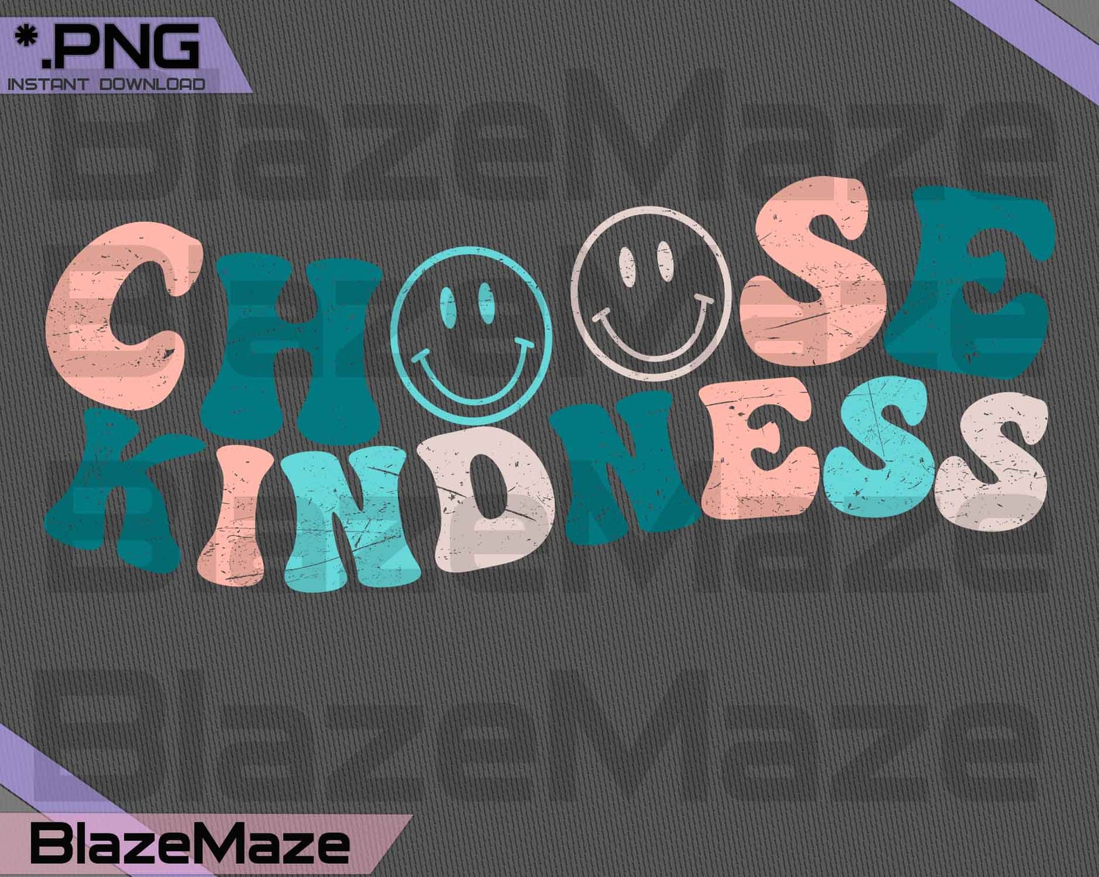 Choose Kindness Distressed Png Smiley Face PNG File Kind Vibes | Etsy