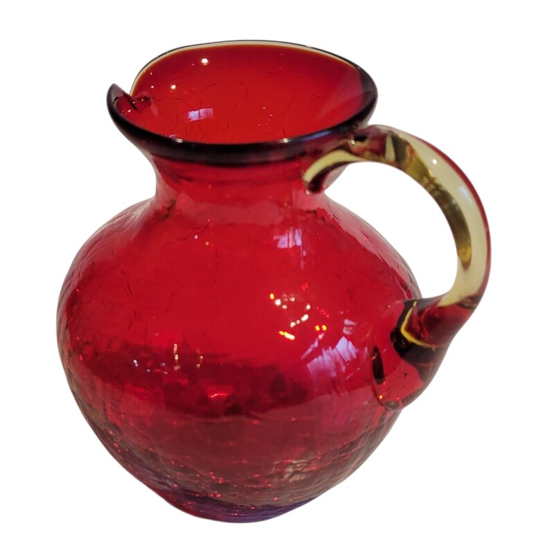 Red Crackle Glass Mini Cruet Pitcher - Etsy