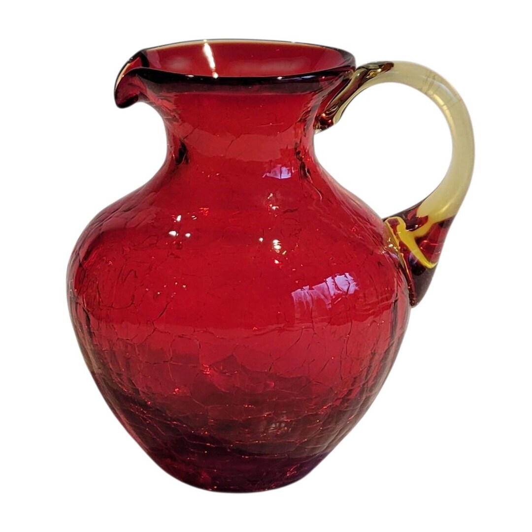 Red Crackle Glass Mini Cruet Pitcher - Etsy