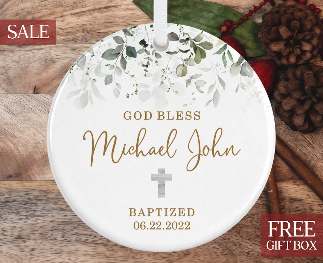 Personalized God Bless Christening Ornament, Custom Baptism Ornament ...