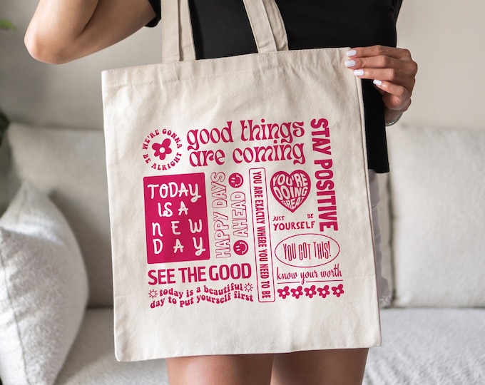Positive Quotes Cute Tote Bag Trendy Tote Bag Cute Tote Bags - Etsy