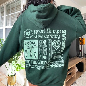 Positive Quotes Aesthetic Hoodie Mindset Shirt Trendy Sweatshirt Mental ...