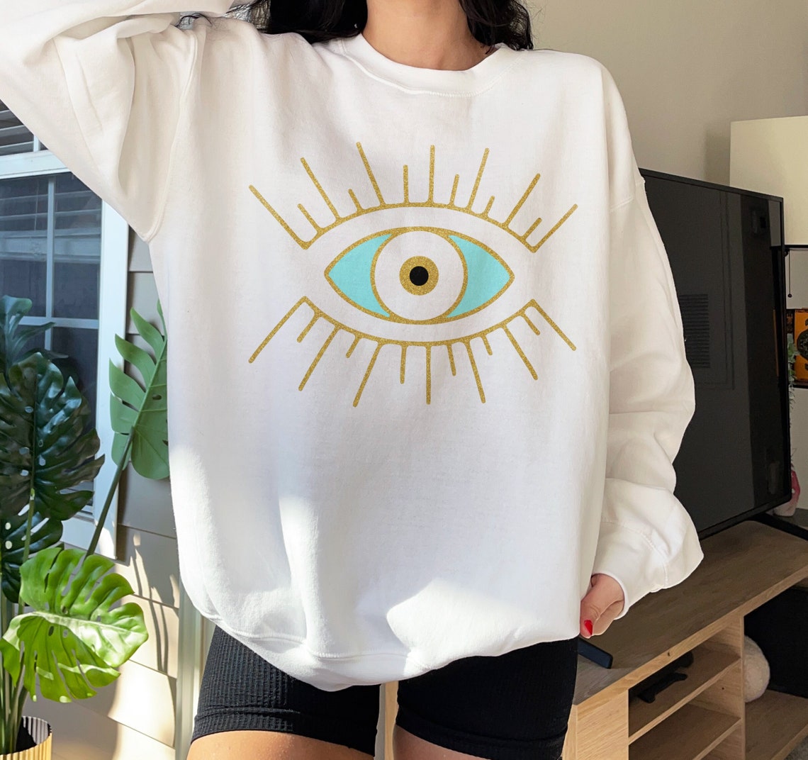 Evil Eye Sweatshirt Aesthetic Sweatshirt Crew Neck Sweatshirt Evil Eye ...