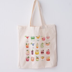 Cocktail Tote Bag Cute Tote Bag Aesthetic Drink Bag Market Bag Tote Bag ...