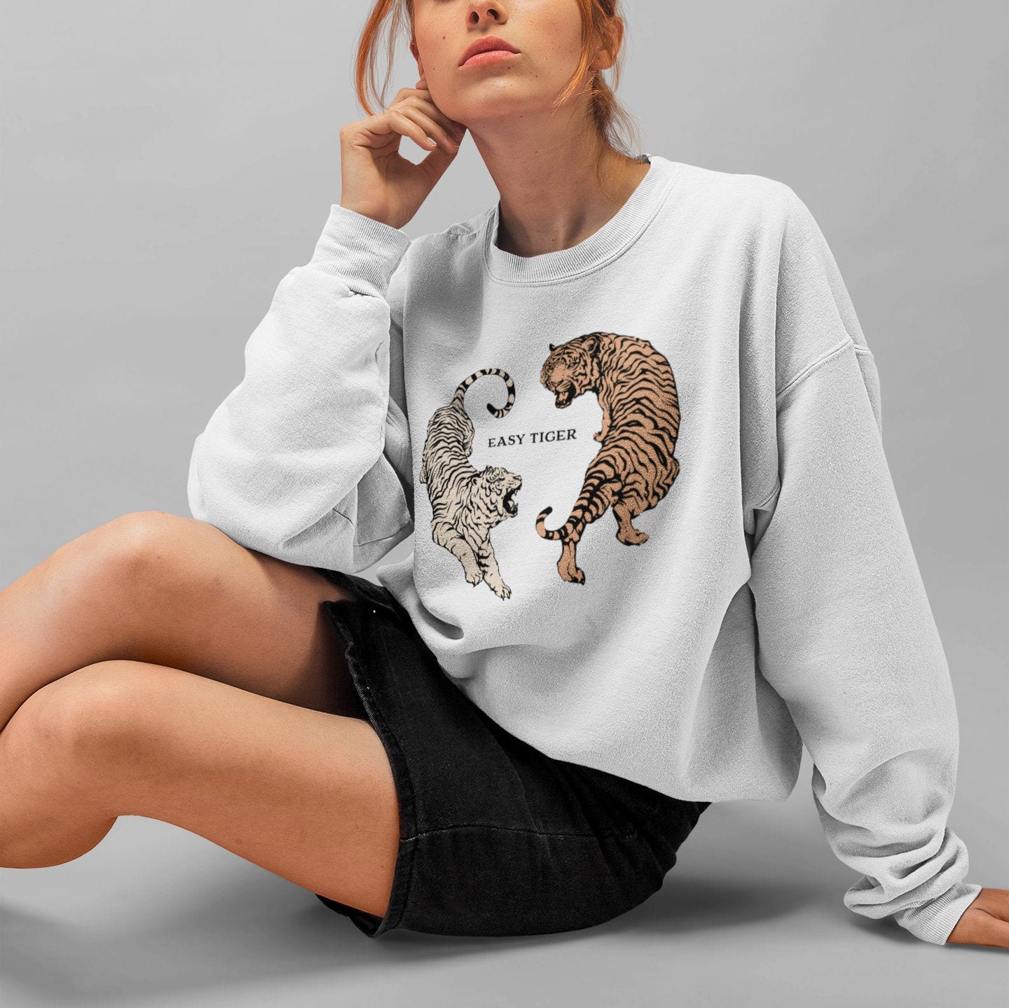 Vintage Tiger Crewneck Women's Tiger Hoodie Easy Tiger | Etsy