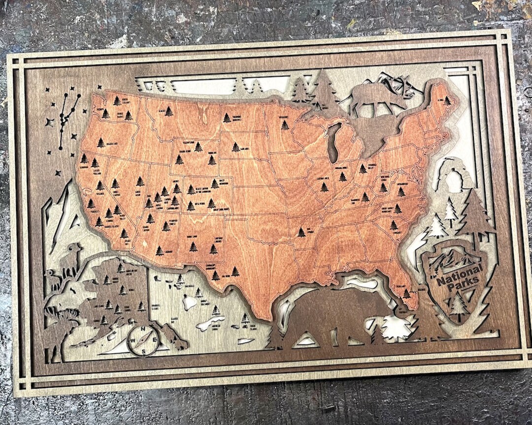 National Parks Map - Etsy