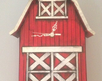 Red Barn Clock - Etsy