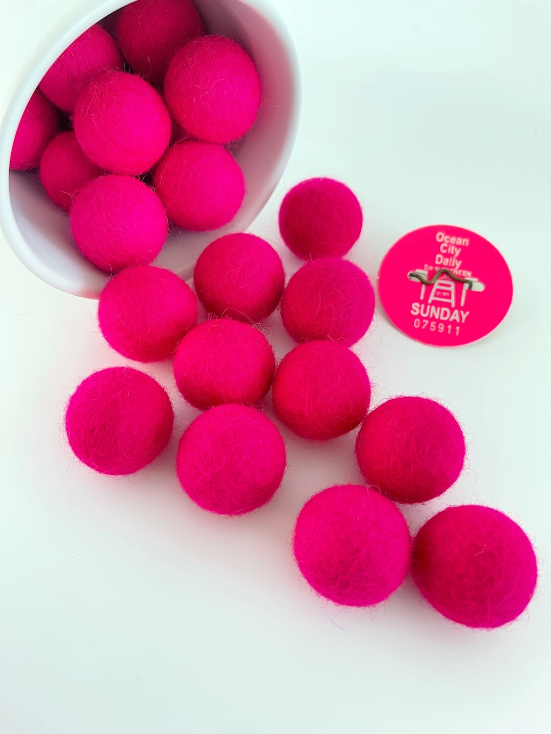 Hot Pink Felt Balls, Felted Wool Balls, Wool Beads, Felt Poms for ...