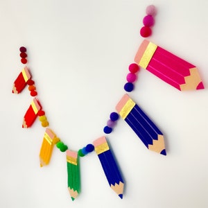 Felt Pencil Garland, Back to School Rainbow Classroom Decoration ...