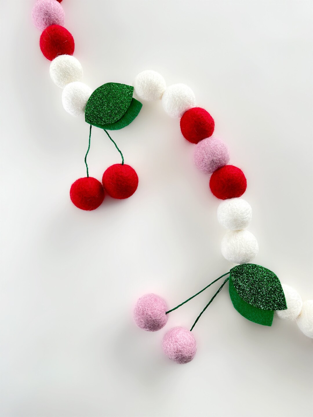 Cherry Felt Ball Garland Cherry Garland Valentines Day - Etsy