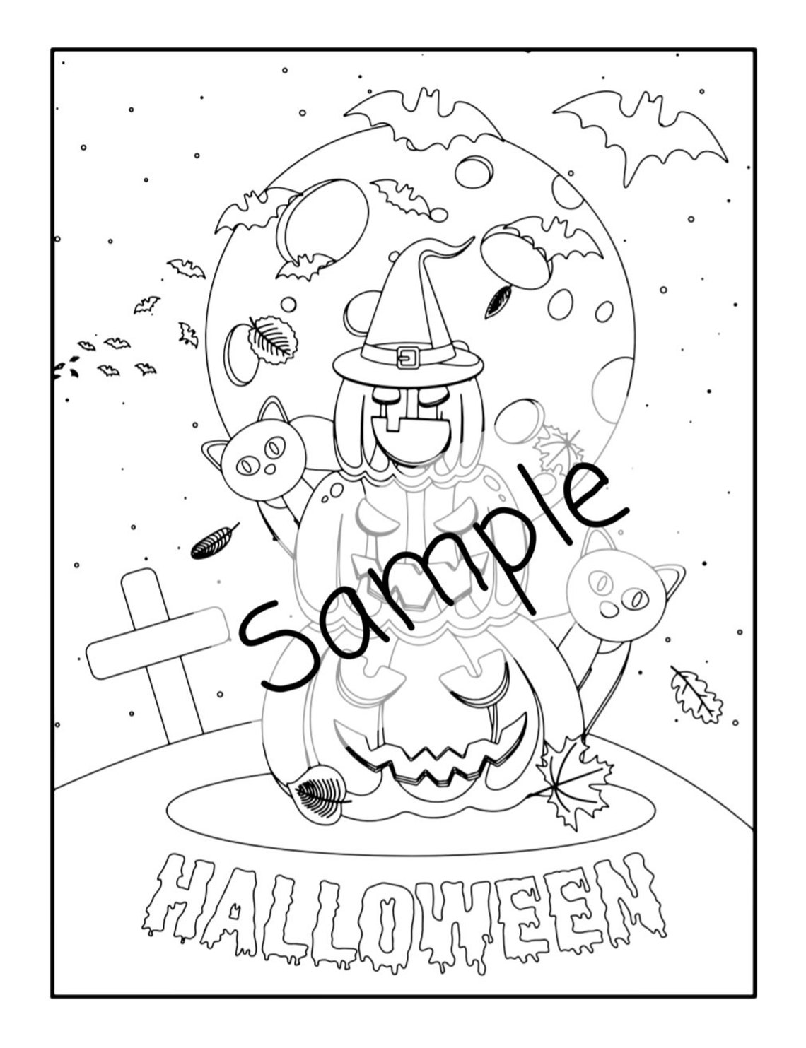 102 Halloween Coloring Pages - Etsy