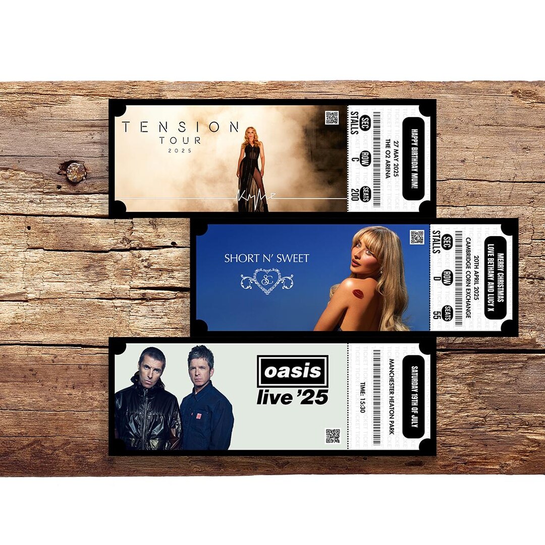 Personalised Event Ticket Surprise Voucher Gift Any Ticket Concert ...