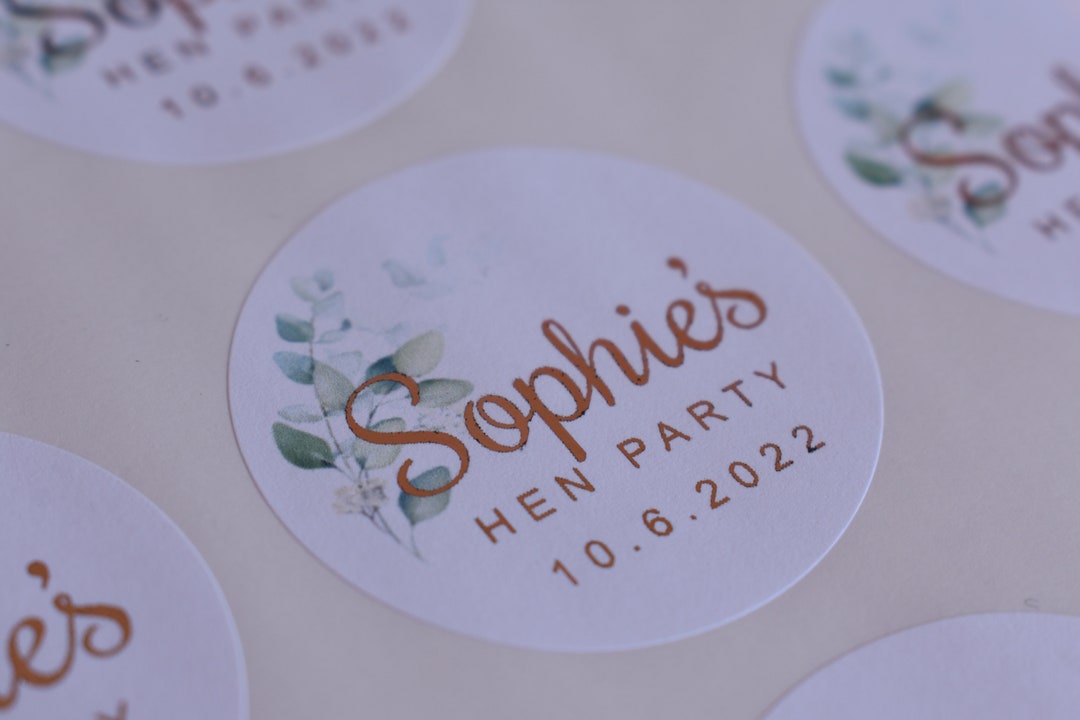 Luxury Hen Do Sticker, Personalised Hen Party Sticker, Foiled Event ...