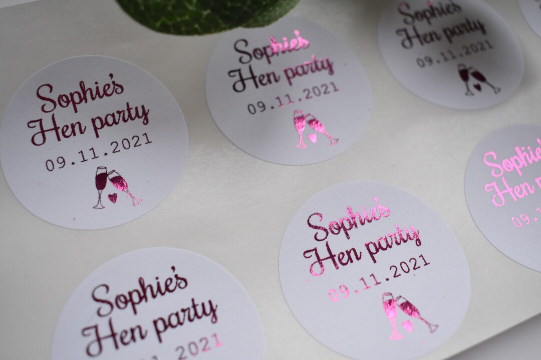 Hen Do Sticker, Personalised Hen Party Sticker, Foiled Event Party ...
