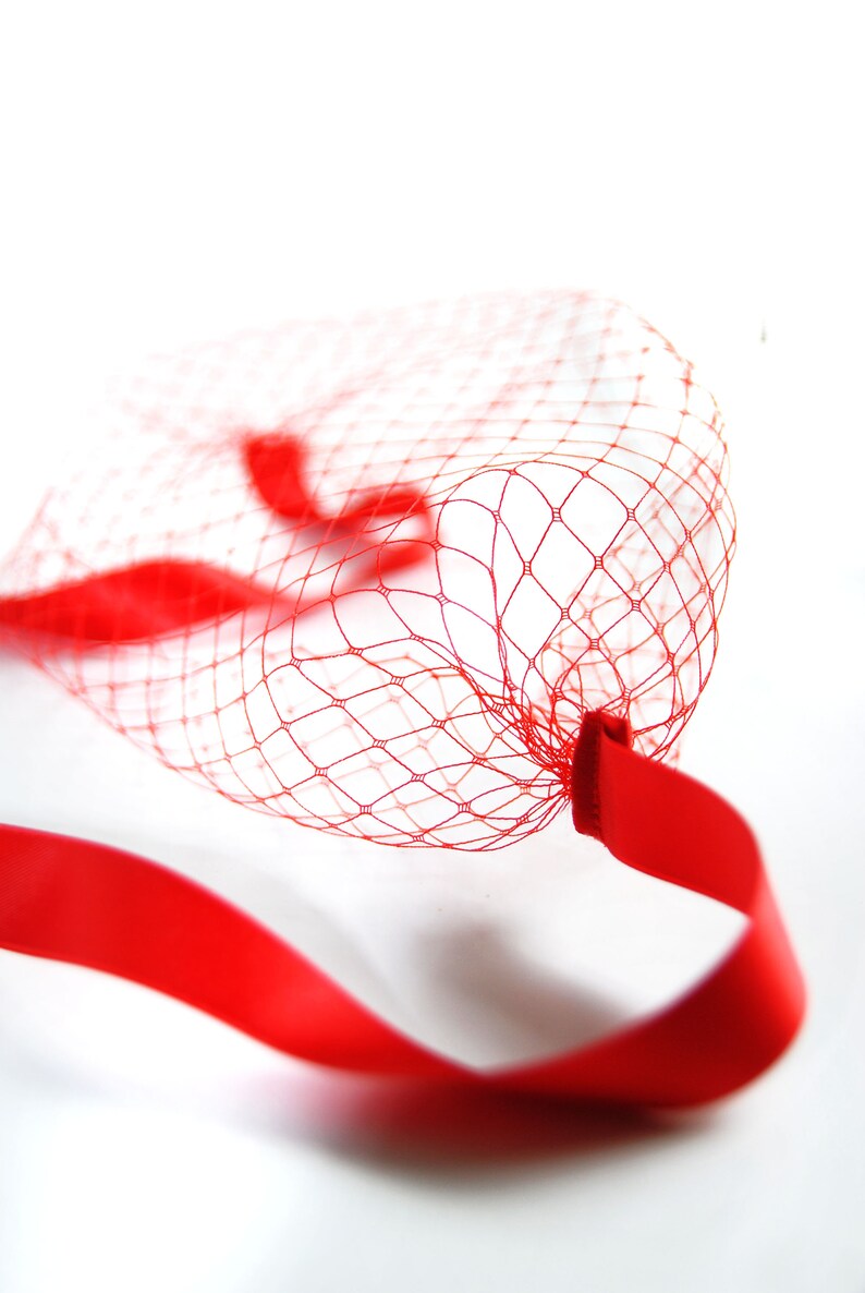 NET MASK RED Eye / Face Mask Made of Red Hat Tulle and | Etsy