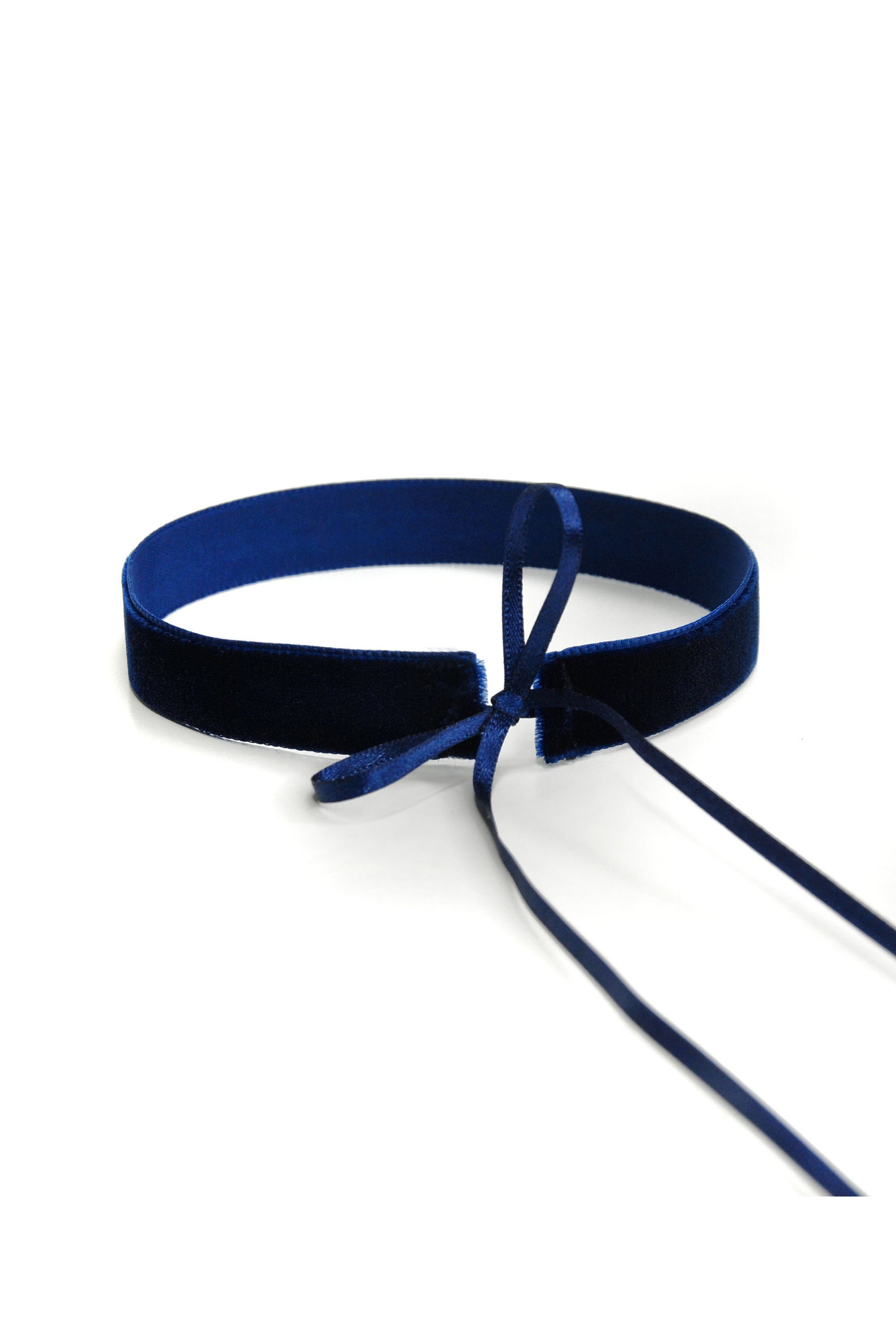 NAVY Velvet Choker - Dark Blue Velvet Choker With Satin Ribbons Made ...