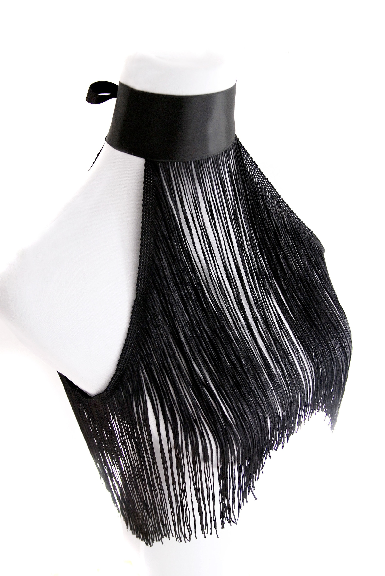 FRINGE TOP SHORT - Versatile, Short, Black Fringed Top With a Double ...