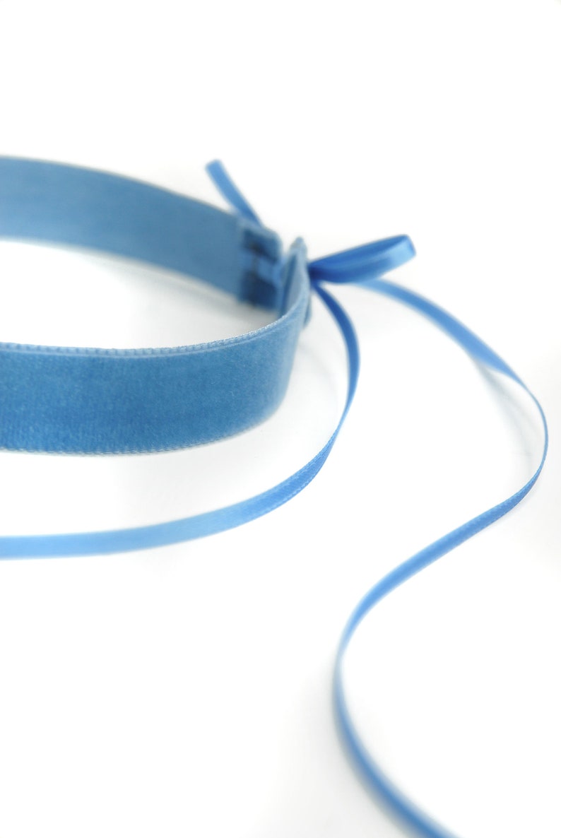LIGHT BLUE Velvet Choker - Light Blue Velvet Choker With Thin Satin ...