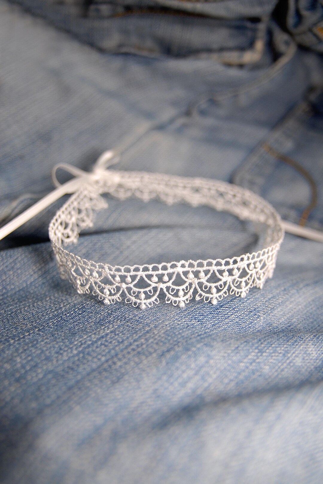 HARMONY CHOKER - Milk-white Choker Made From Lace and Satin Ribbons ...
