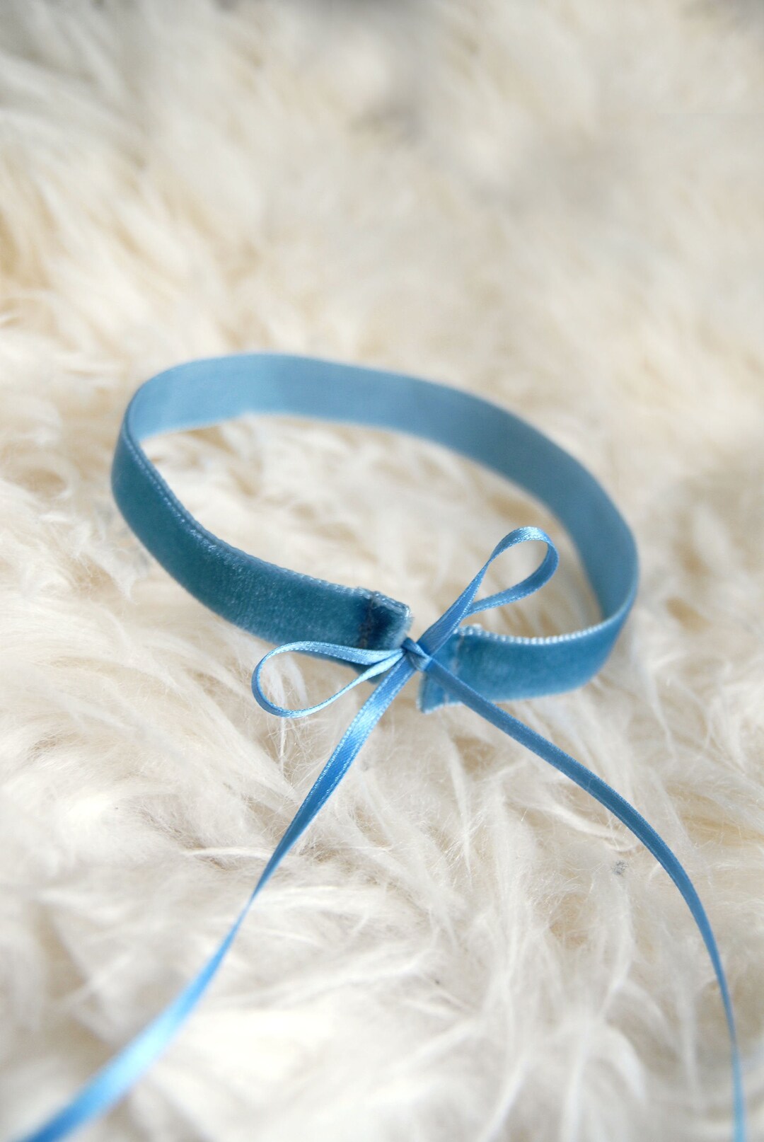 LIGHT BLUE Velvet Choker - Light Blue Velvet Choker With Thin Satin ...