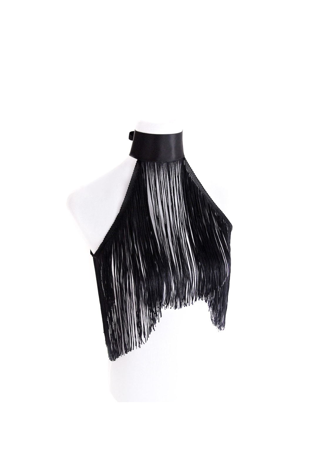 FRINGE TOP SHORT Versatile, Short, Black Fringe Top With a Double-face ...