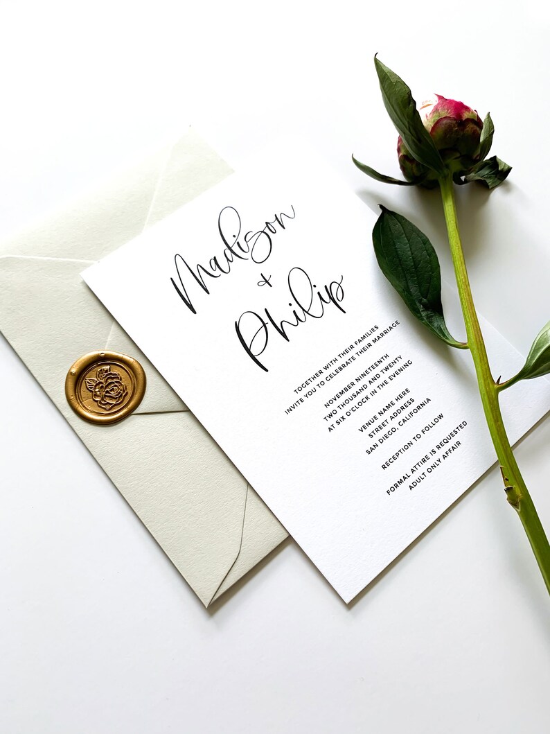 The Madison Simple Wedding Invitation Modern Wedding Invitation Minimal ...