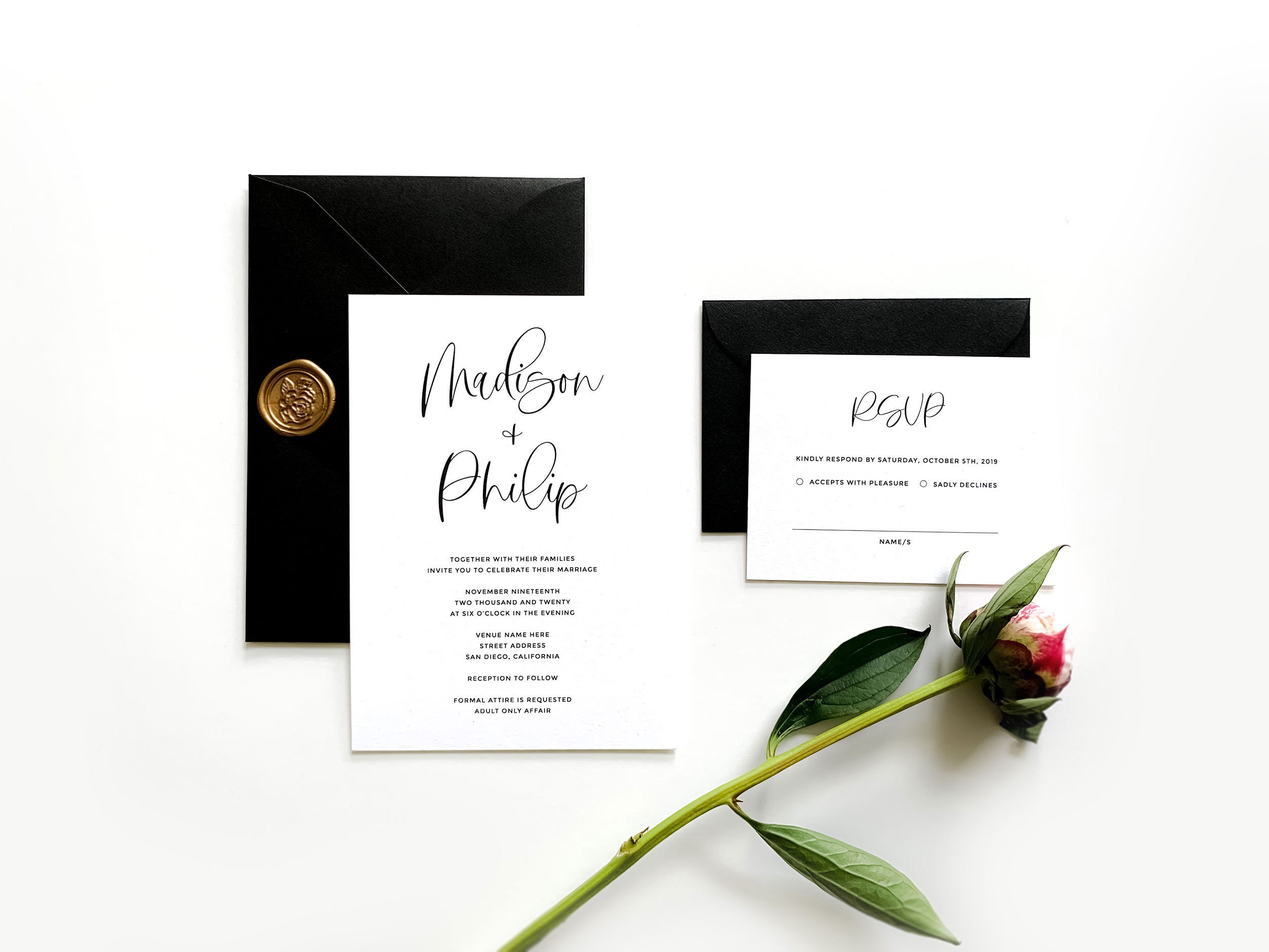 The Madison Simple Wedding Invitation Modern Wedding Invitation Minimal ...