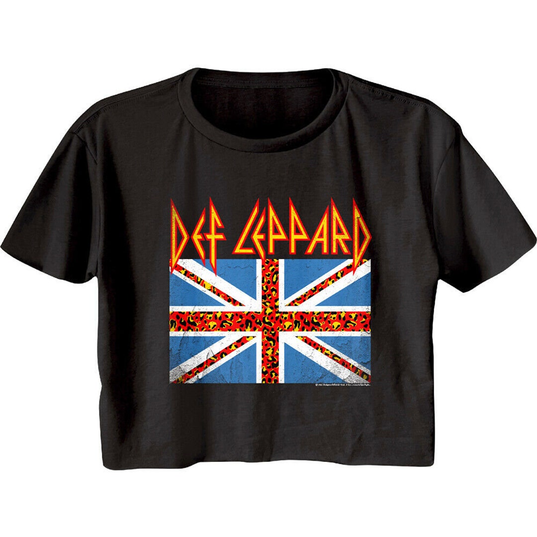 Def Leppard Crop Top, British Flag Leopard Print Graphic Tee - Etsy