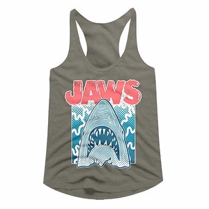 Jaws Womens Tank Top Jello Shark Wiggles Gray Tops 70s Movie Tanks ...