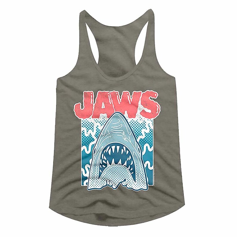 Jaws Womens Tank Top Jello Shark Wiggles Gray Tops 70s Movie - Etsy