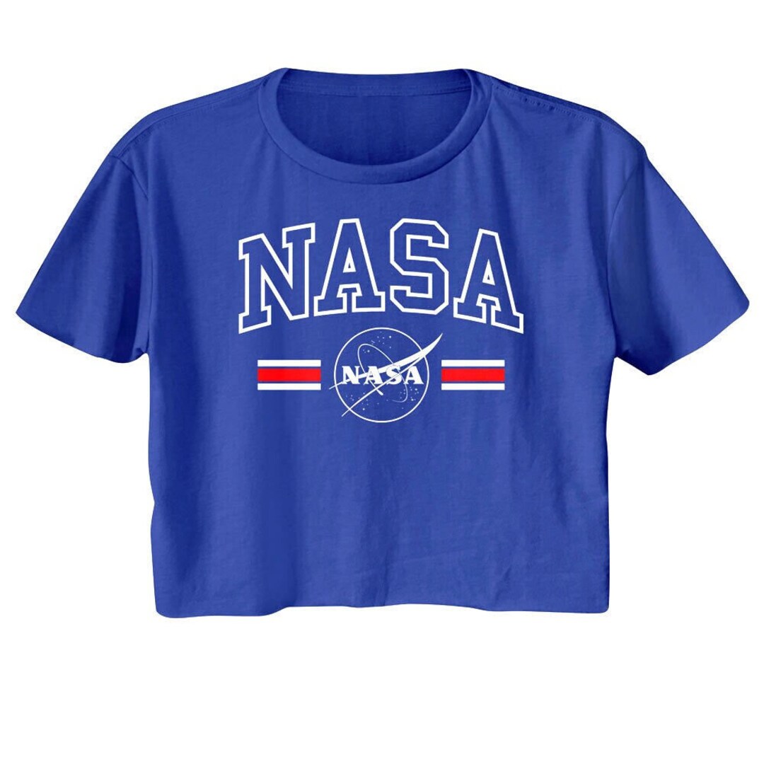 NASA Women's Crop Top Retro Stripes Vintage Meatball Logo Graphic Tees ...
