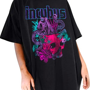 Incubus Women's Oversized T-shirt Incubus Octopus Skull Logo Black ...