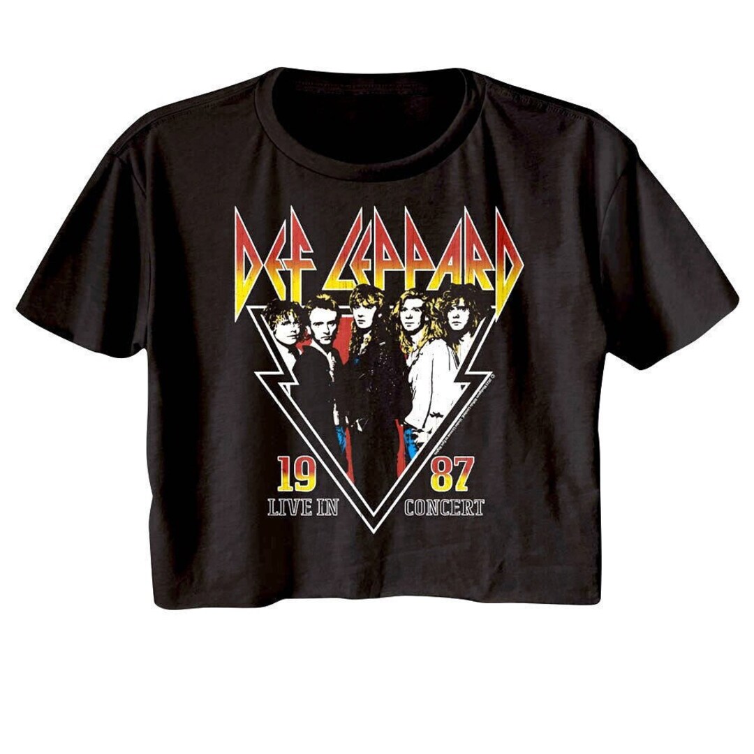 DEF LEPPARD Women's Crop Top Live in Concert 1987 Glam Metal Band ...