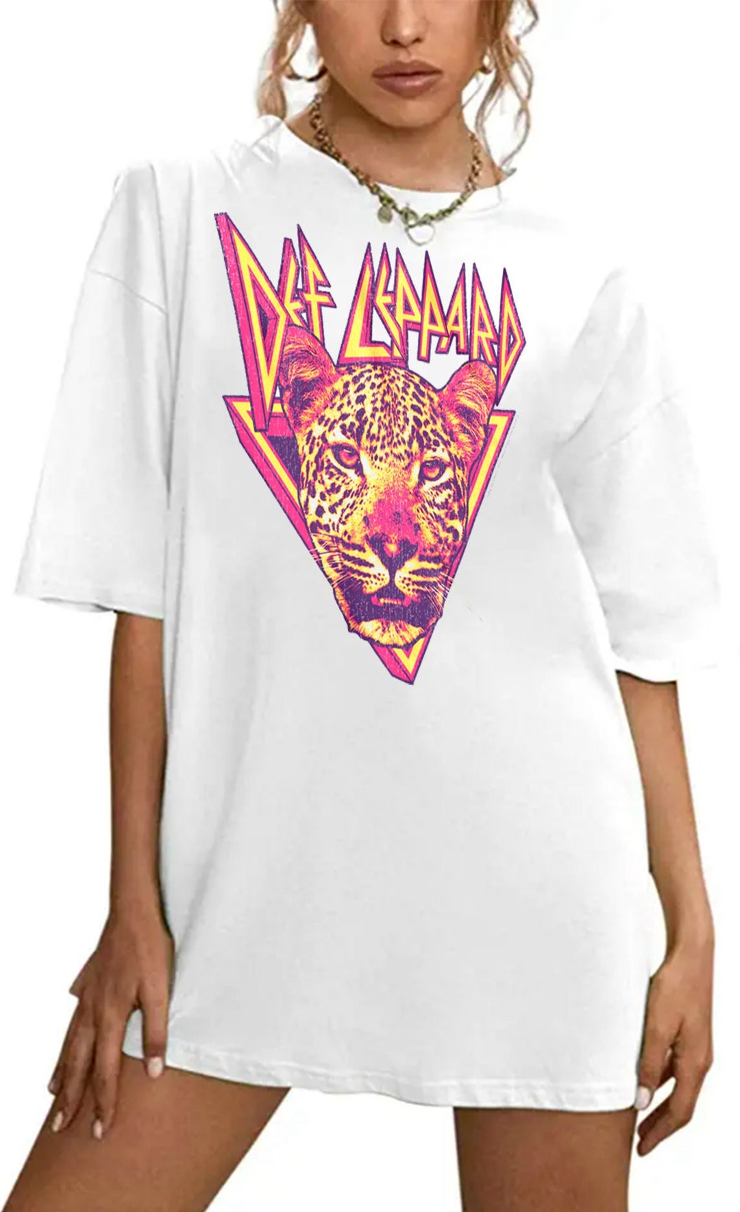 Def Leppard Oversize Shirt Pink Leopard Women's T-shirts Vintage Album ...