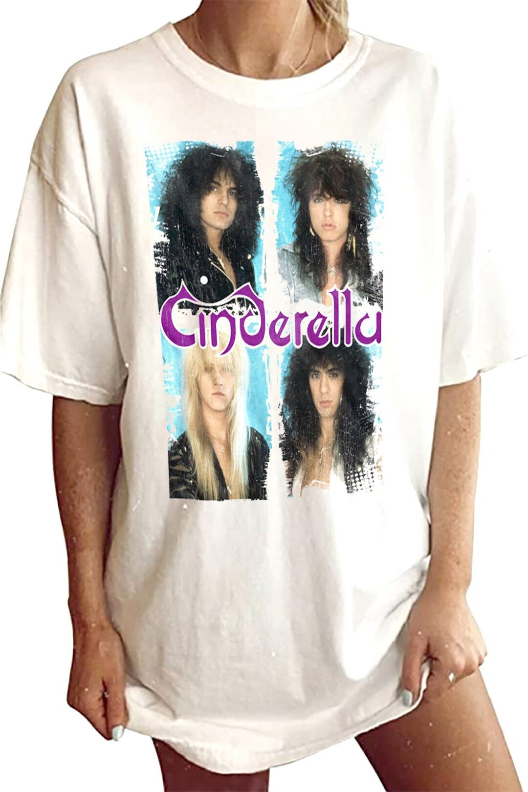 Cinderella Band T-shirt Shake Me Album Boxy Oversize Tees Rock Heavy ...