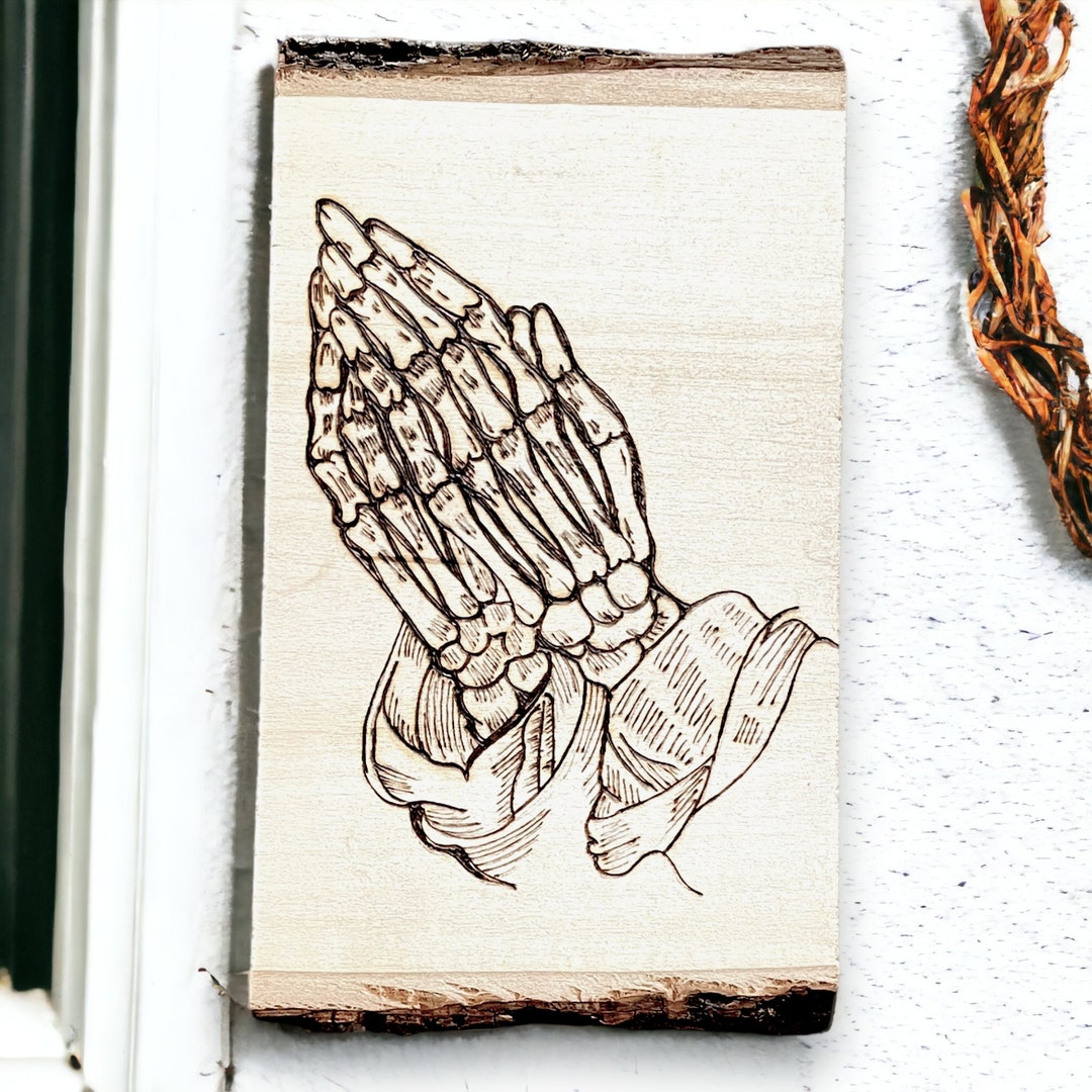 Skeleton Hands, Wood Burn Wall Art, Halloween Ephemera, Goth Room Decor ...