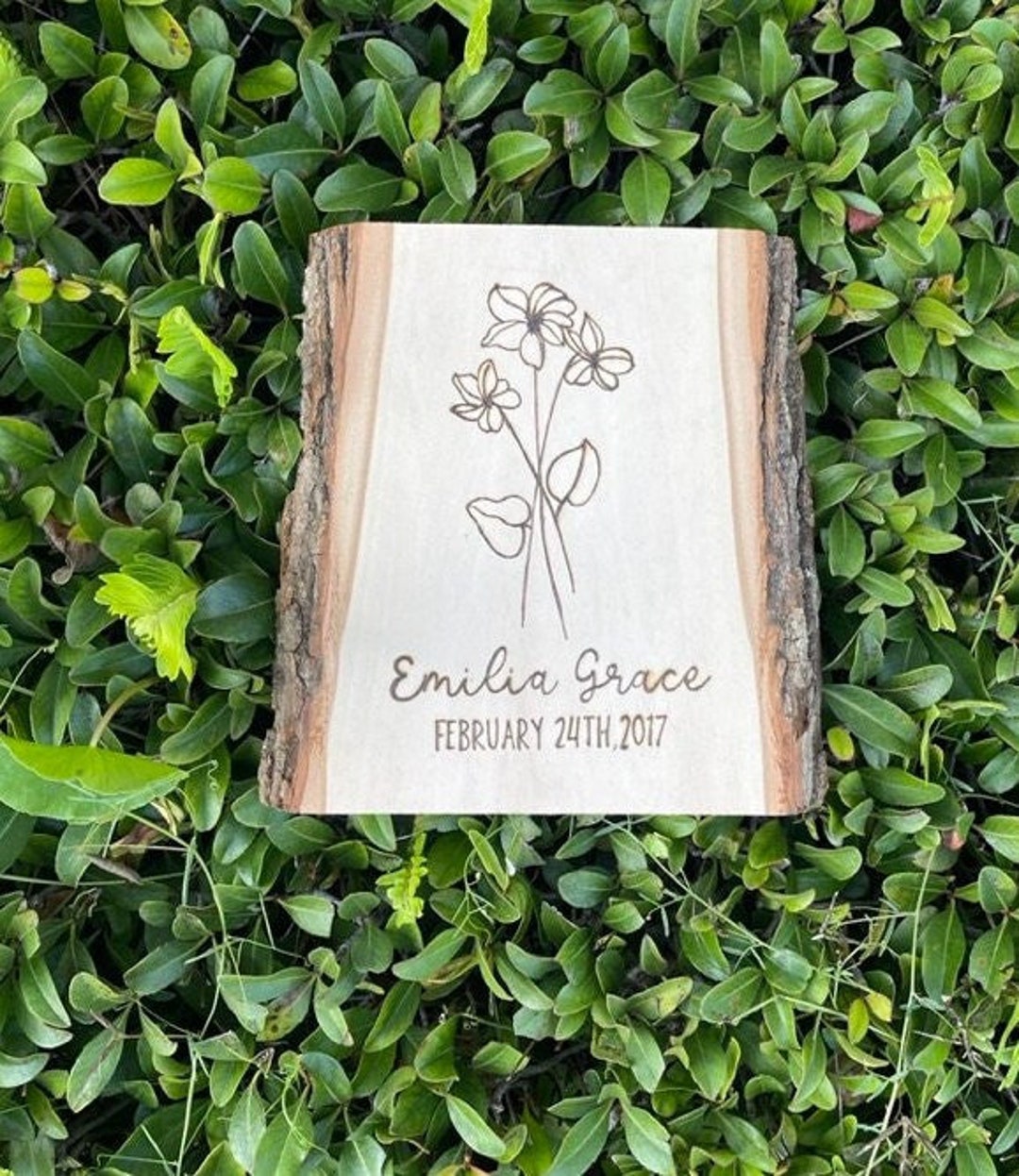 Birth Month Flower Wood Sign, Personalized Art (custom Name & Date) - Etsy