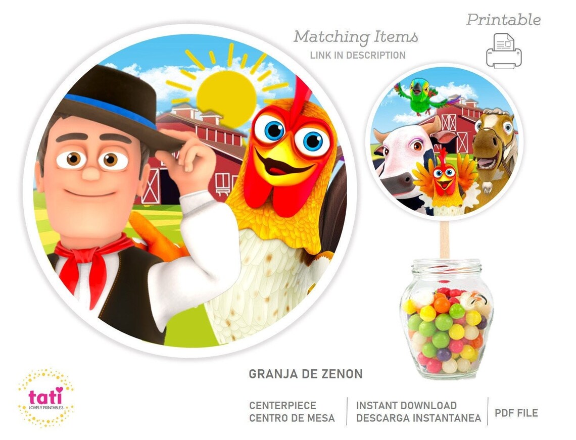 Granja de Zenon Toppers Granja de Zenon Decoracion Granja | Etsy