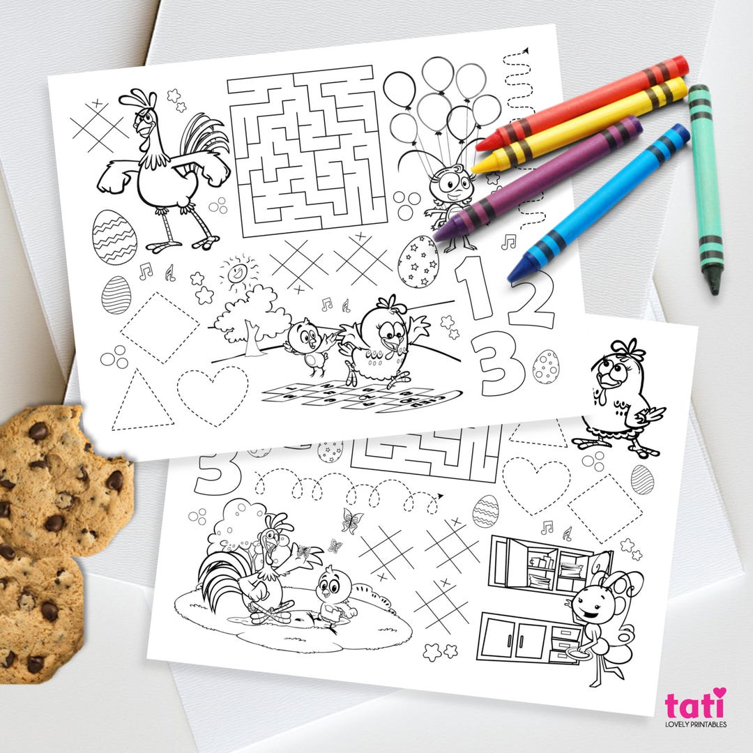 Activityplacemat. Party Printable Coloring Sheet. Kids Birthday Craft ...