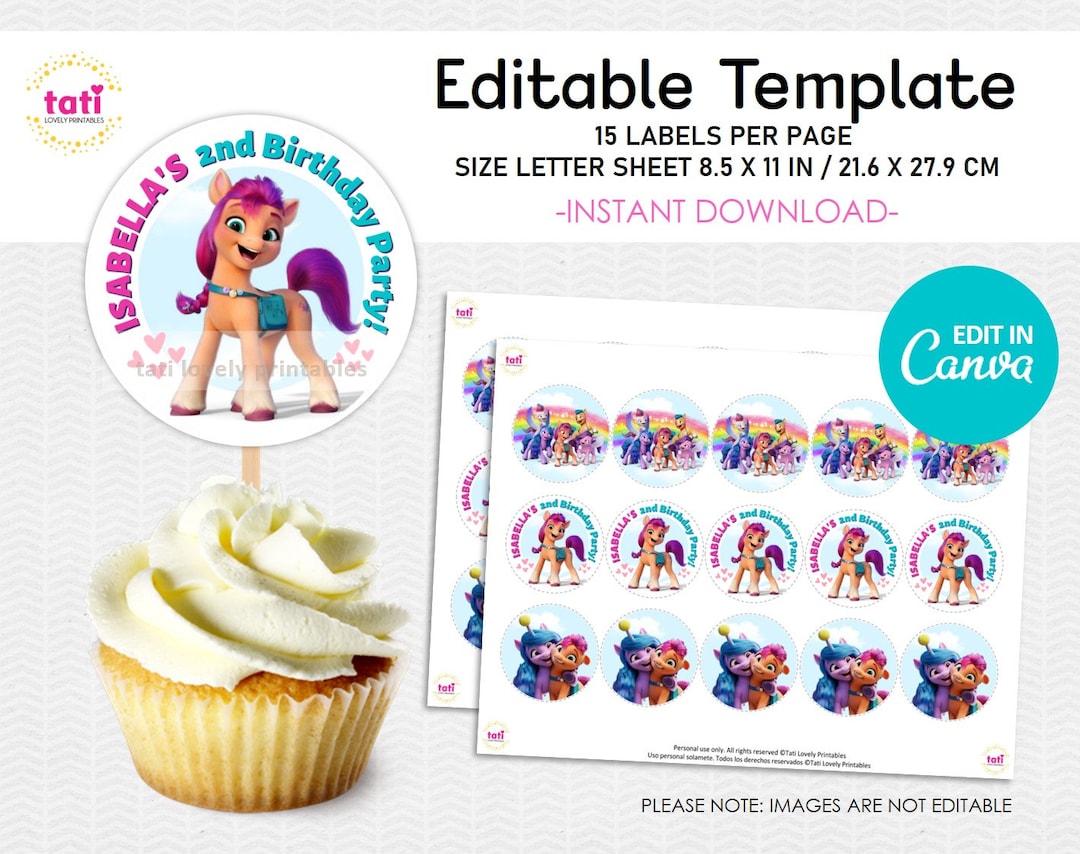 Cupcake Toppers Birthday Party Editable Cupcake Toppers Editable Labels ...