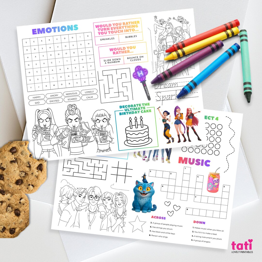 Activityplacemat. Party Printable Coloring Sheet. Kids Birthday Craft ...