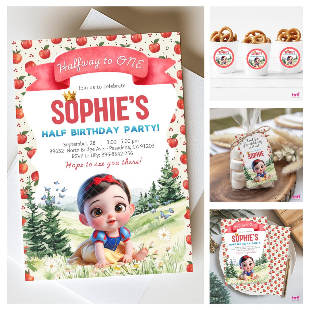 Half Birthday Invitation. Halfway to One Editable Digital and Printable ...