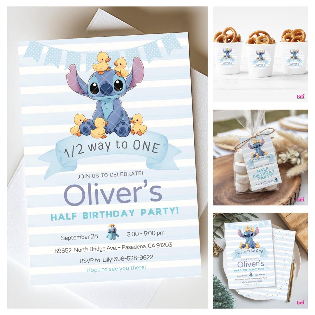 Half Birthday Invitation. Editable Digital and Printable Template ...