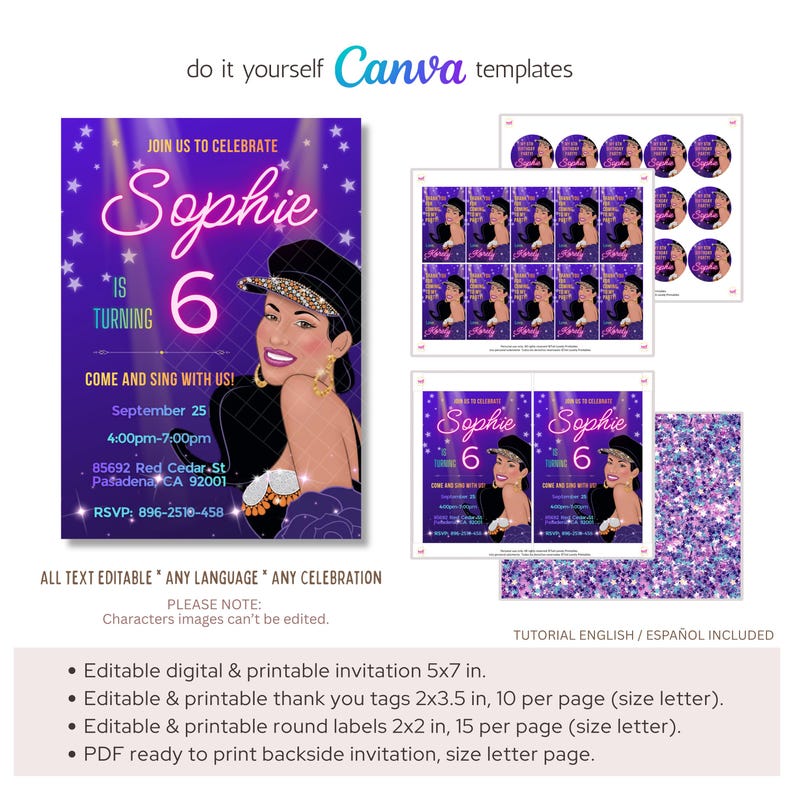 Birthday Invitation. Editable Digital-printable Invite and Thank You ...