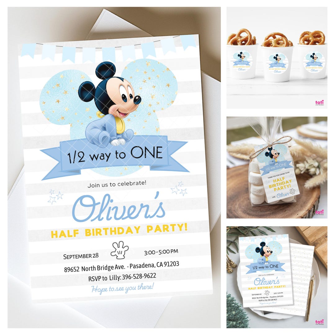 Half Birthday Invitation. Editable Digital and Printable Template ...