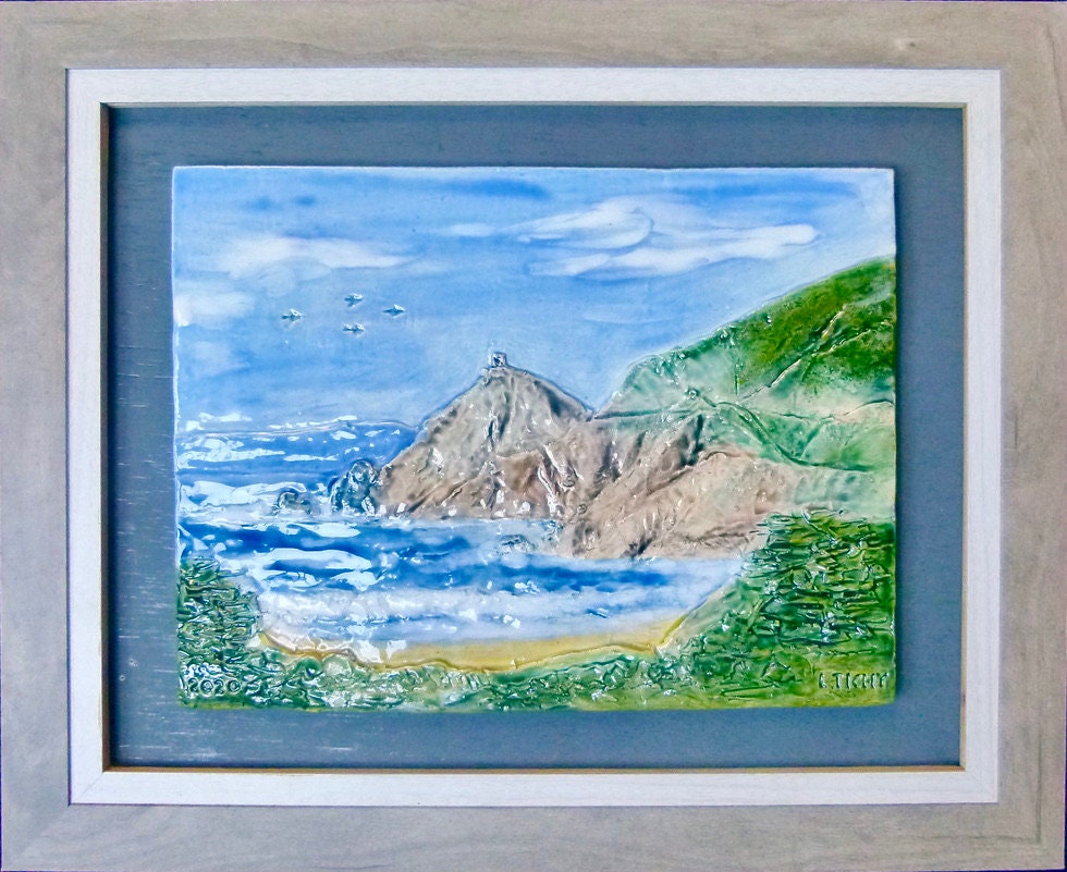 Montara Beach Ceramic Wall Art, Pacific Ocean Art, Pacific Ocean Beach ...