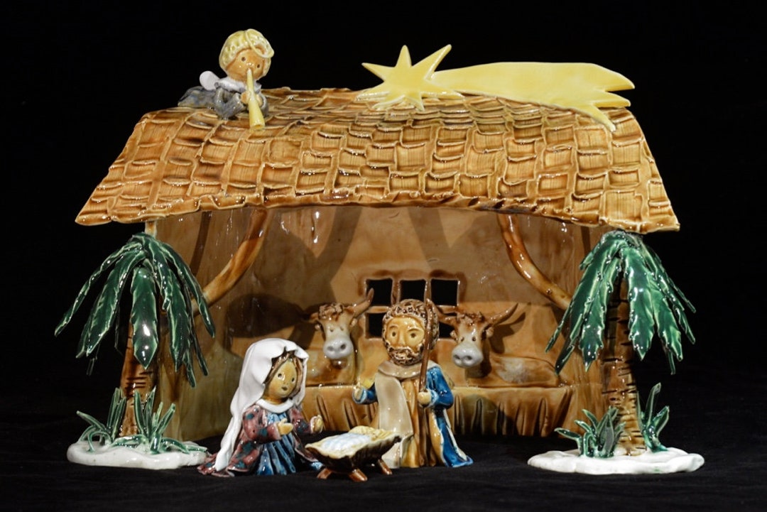 Baby Jesus, Mother Mary, Joseph Nativity Set - Bethlehem Ceramic Nativity Scene, Christmas Décor ...