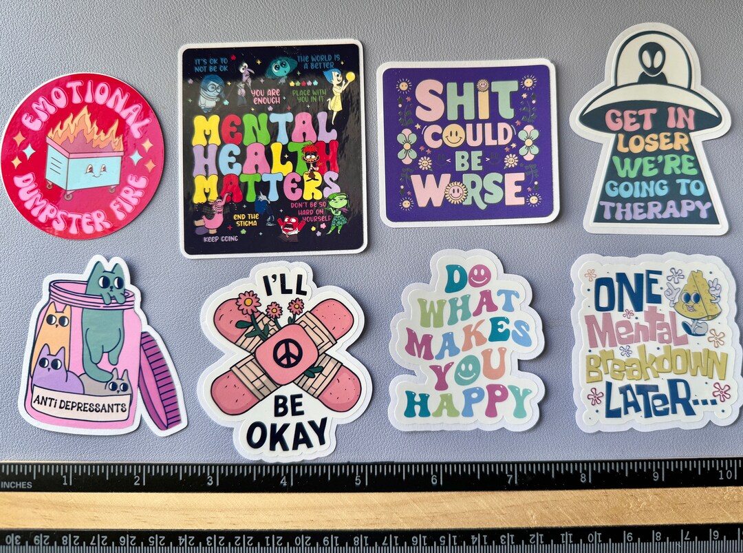 FREE SHIPPING 8 Pack Mental Health Sticker Pack, Mental Health Sticker ...