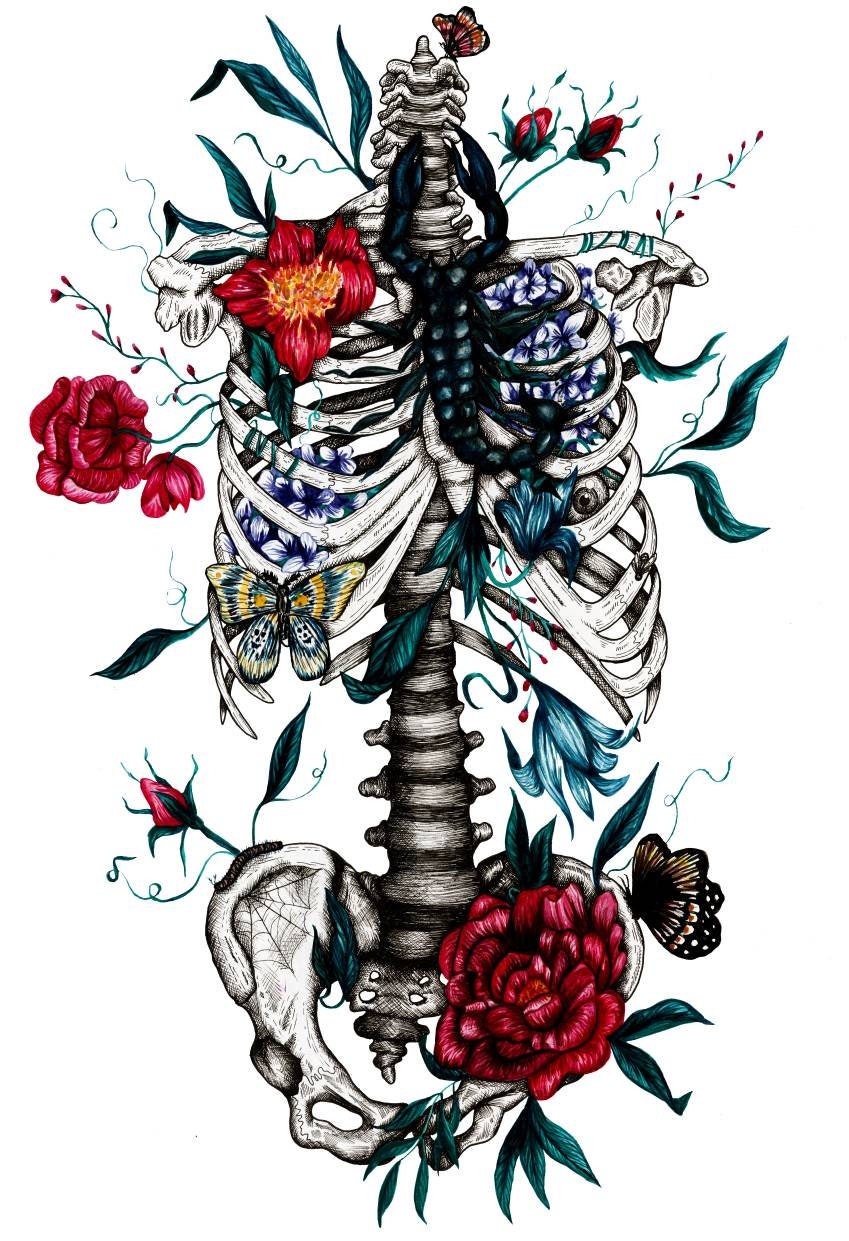Floral Skeleton Art Print - Etsy