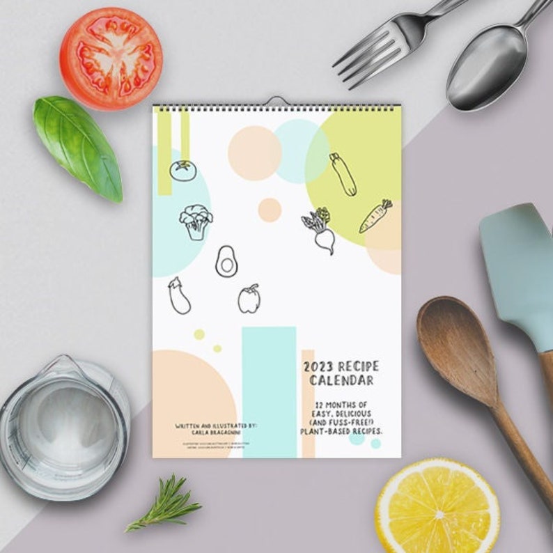 2023 Recipe Calendar Monthly Calendar Illustrated 12 Month - Etsy Canada